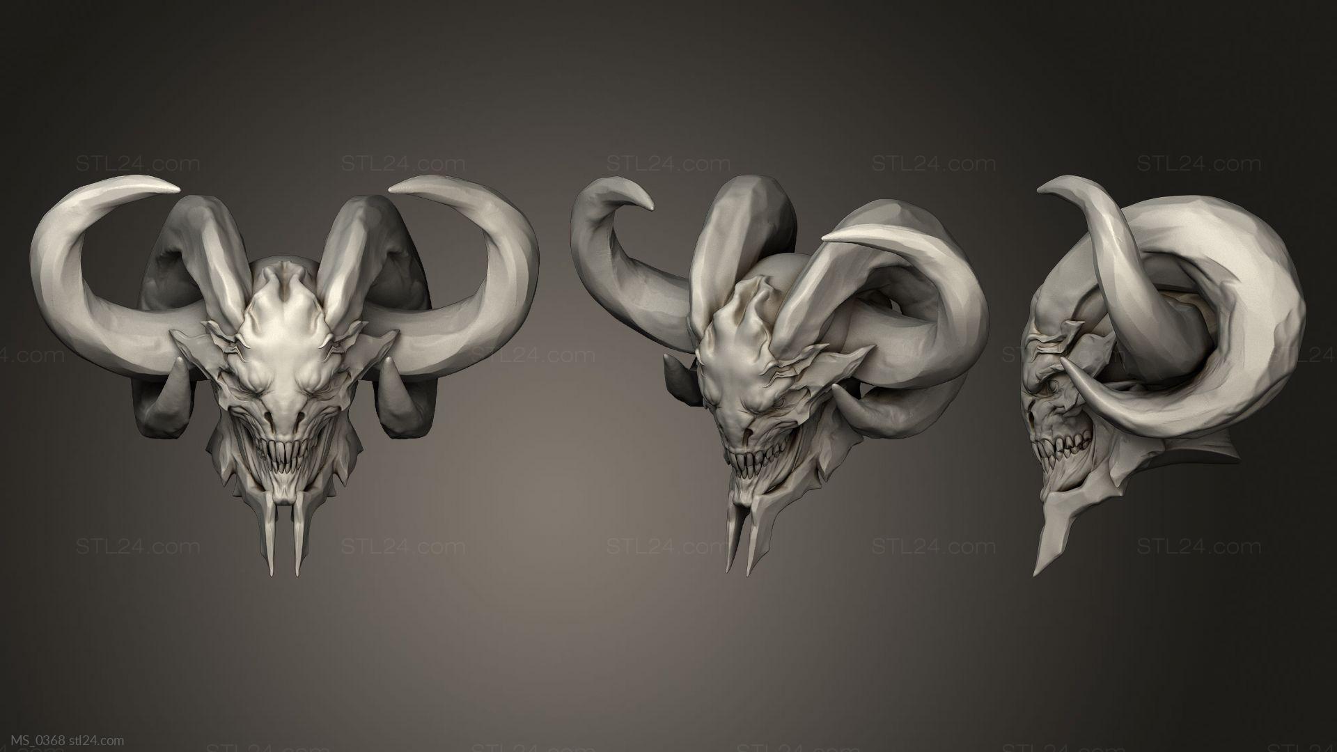 Mask - Demon head, MS_0368. 3D stl model for CNC